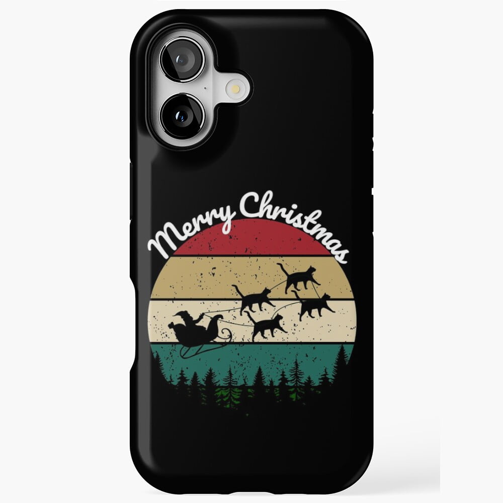 Cats Pulling Sleigh Funny Holiday Gift Case iPhone 17 through 11 Pro ...