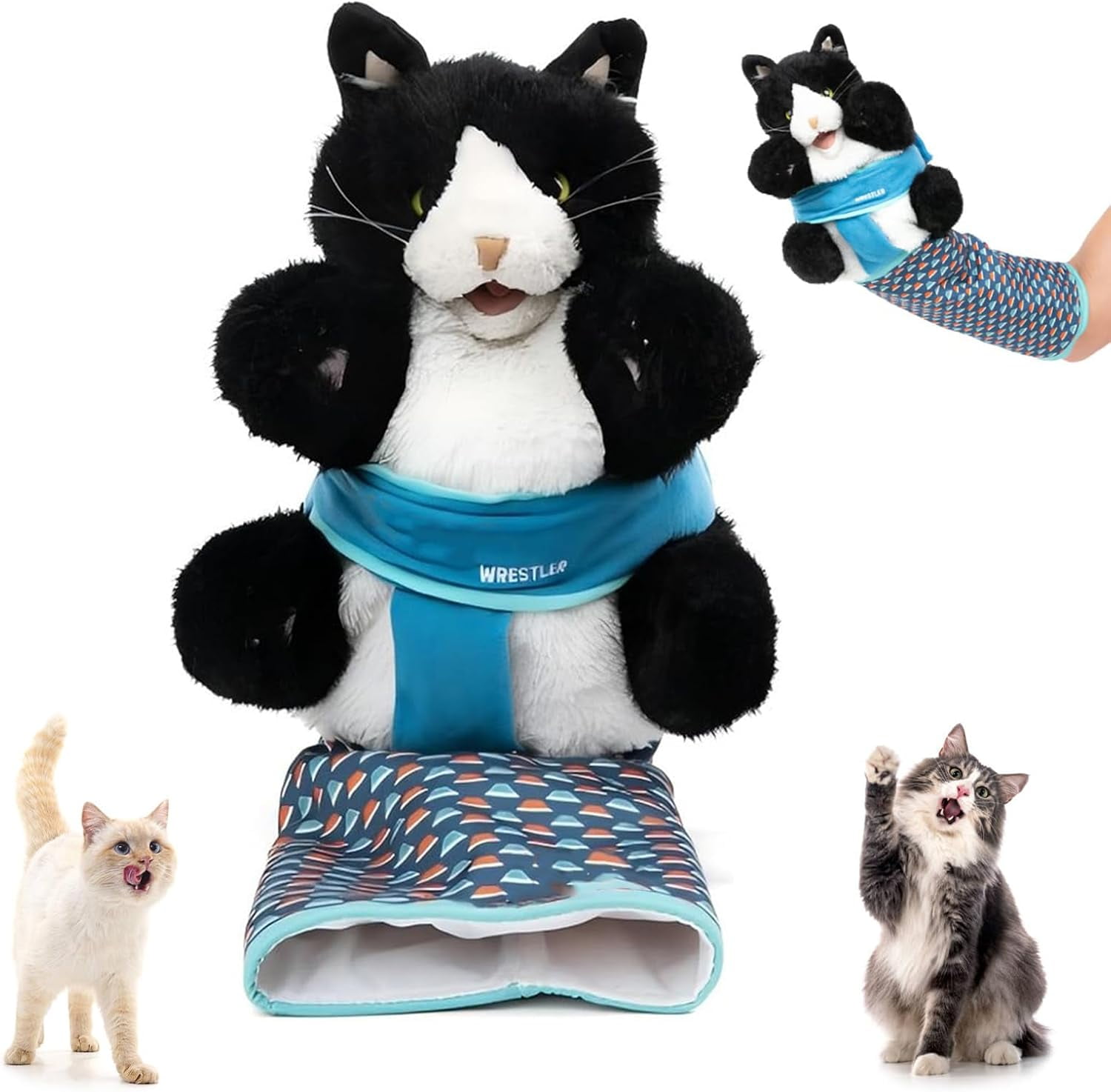 Cats Puppet Wrestler, Cats Wrestler Puppets, Cat Toy Puppet with Tough ...