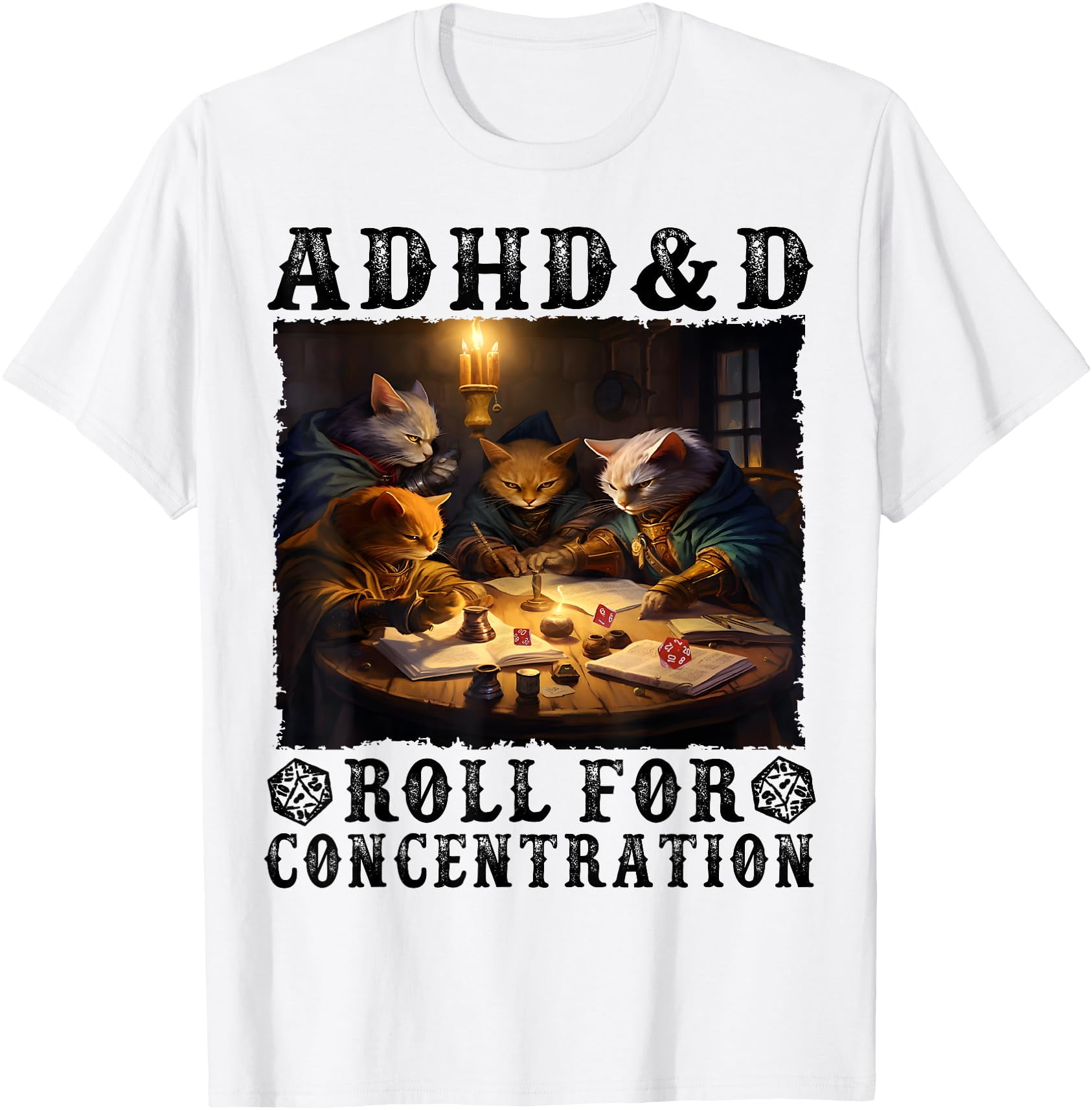 Cats RPG Gamer Roll For Concentration Funny Quote Apparel T-Shirt,Sand ...