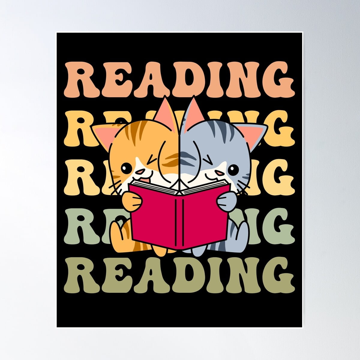 Cats Reading Poster Wall Art, Modern Wall Decor For Living Room Bedroom ...