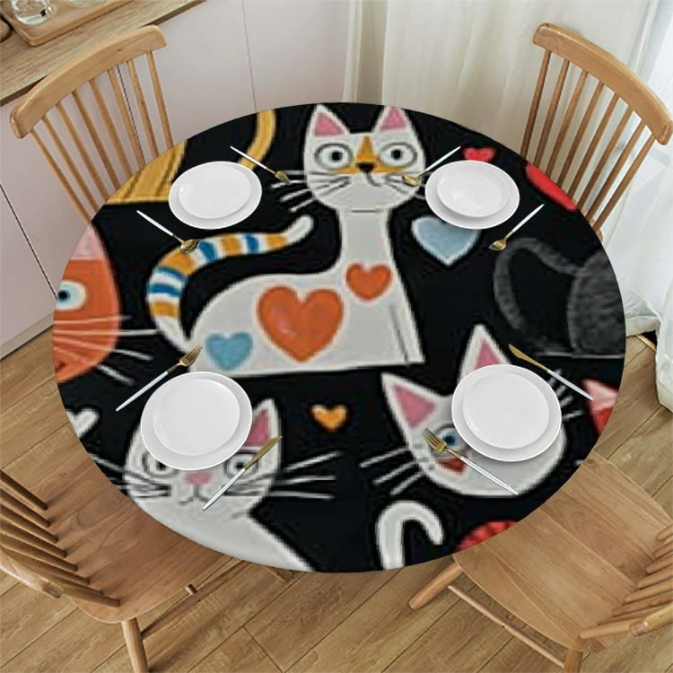 Cats Round with Fitted Table Cover Fitted for Buffet Dinner - Walmart.com
