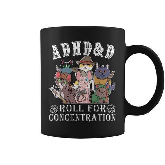 Cats Rpg Gamer Roll For Concentration D20 Dice Nerdy Kid Coffee Mugs ...
