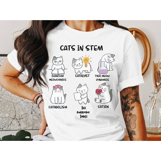 Cats in STEM T-Shirt, Funny Cats Science Shirt, Cute Science Teacher ...