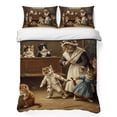 Cats in School 3 Piece Quilt Bedding Set with 2 Pillow Shams ...