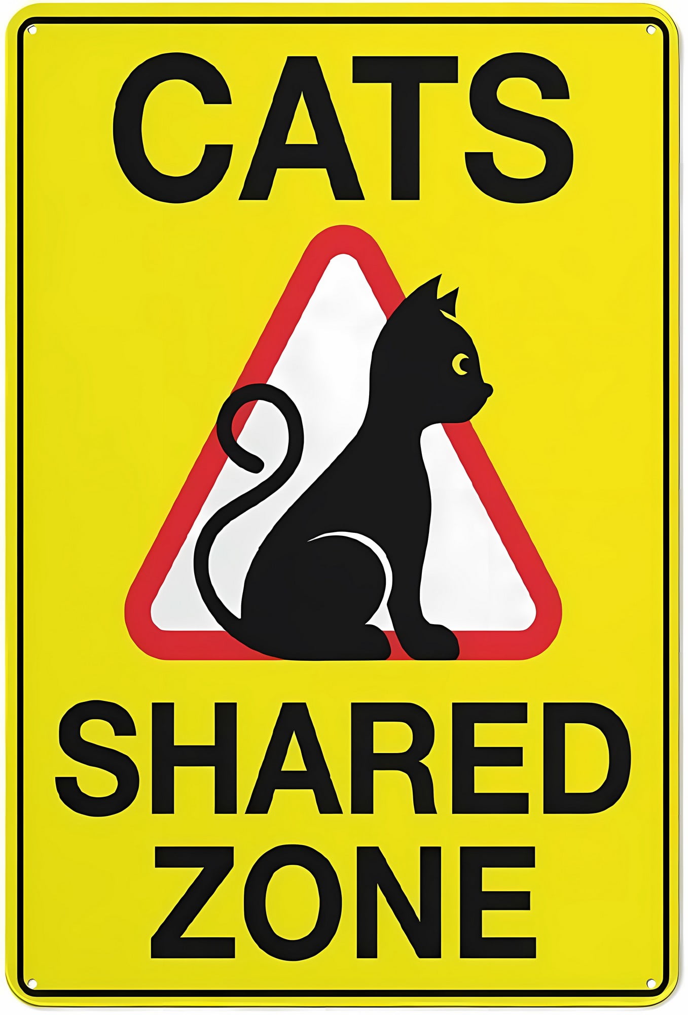 Cats Shared Zone Sign, 8"x12" Rust-Free Aluminum Metal Sign, UV Ink ...