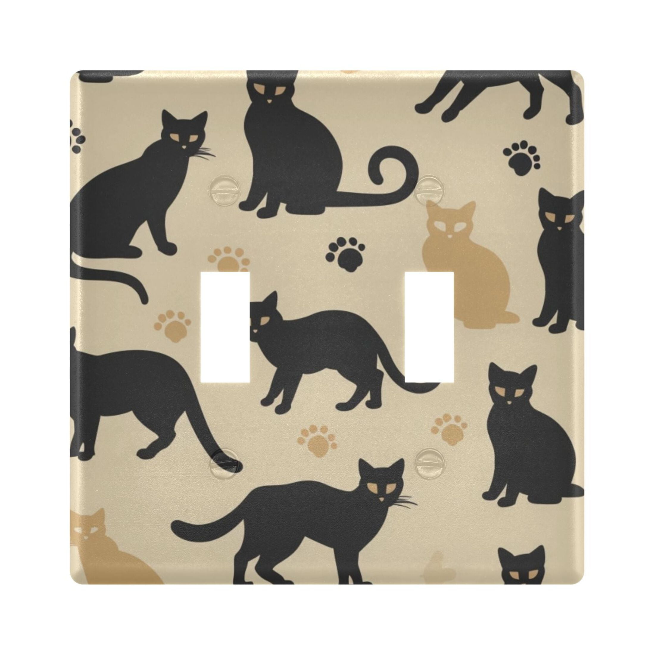 Cats Silhouette and Paw Light Switch Plate Covers 2 Gang Wall Plate ...