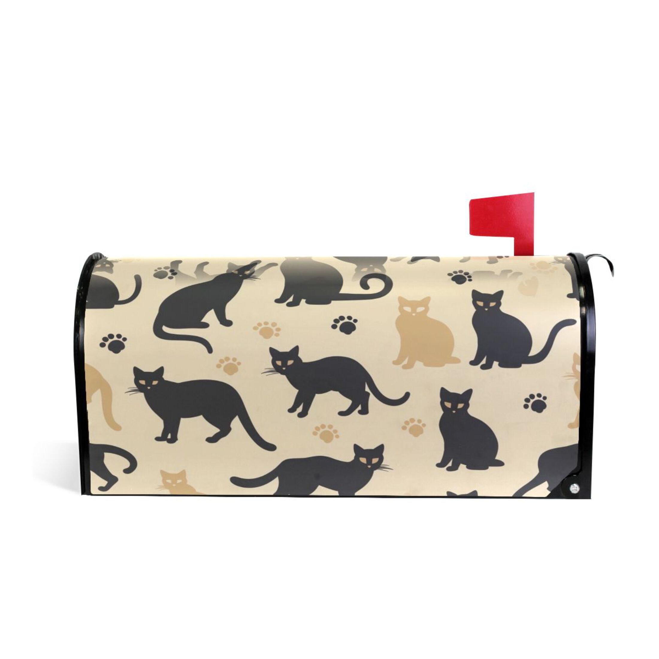 Cats Silhouette and Paw Magnetic Mailbox Covers 25.5" X 21" Post Letter ...