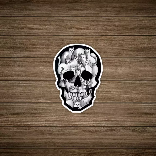 Cats Skull Sticker - Spooky Feline Silhouette Art, Perfect For ...