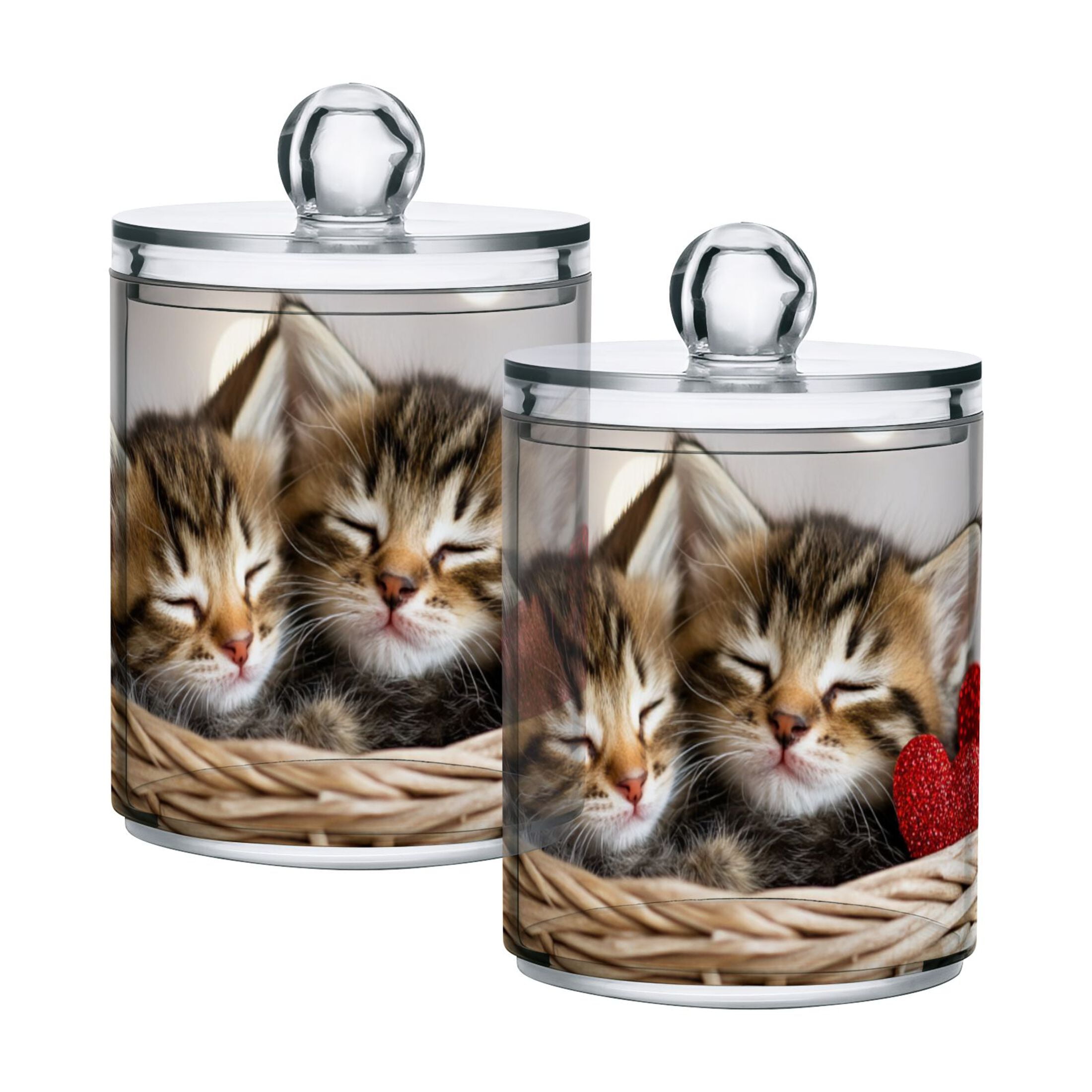 Cats Sleeping Valentine Hearts Translucent Plastic Cans Storage ...