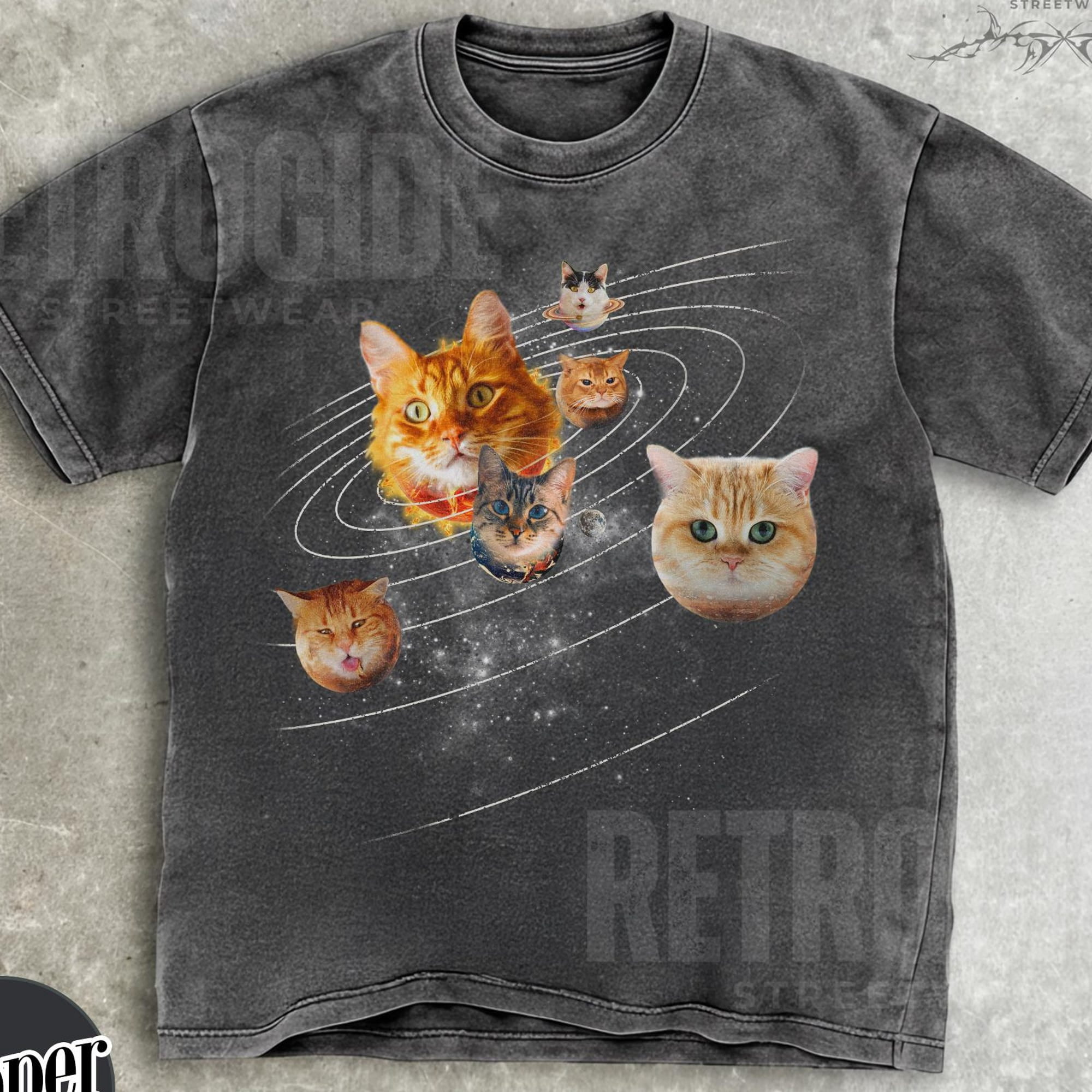 Cats Solar System 90s TShirt Retro Funny Cat Unisex shirt Funny y2k Cat ...