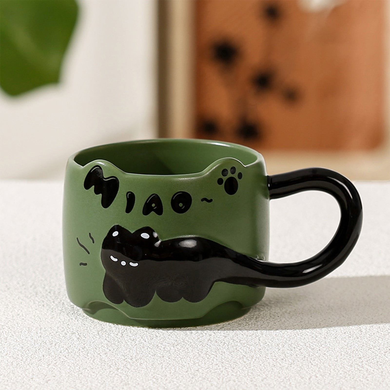 Cats Stacking Mugs Set, Ceramic Coffee Mug with Relief Design & Large ...