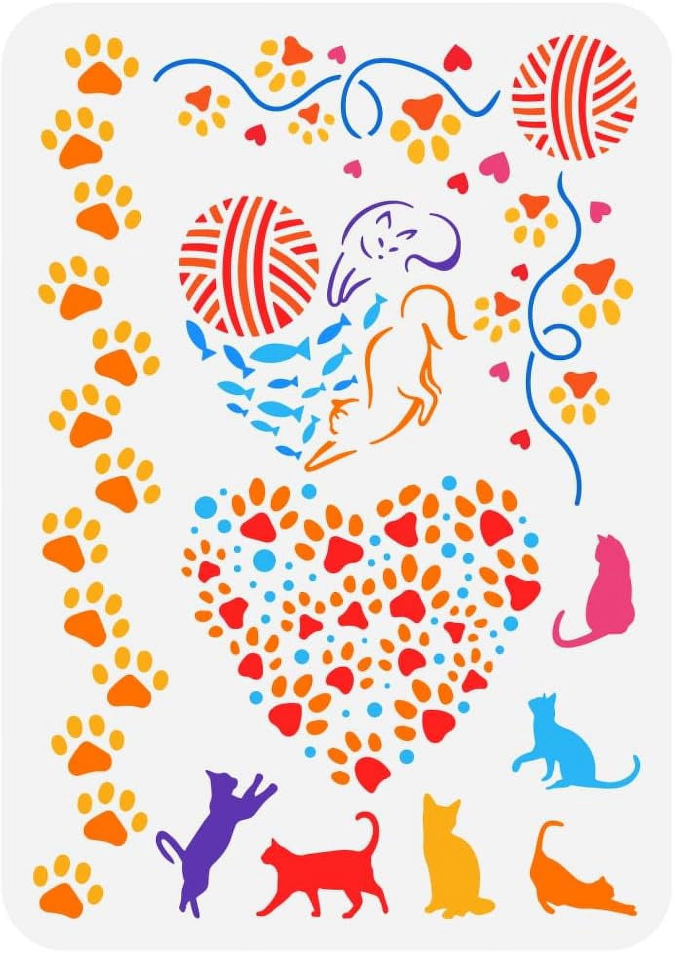 Cats Stencil for Painting 8.3x11.7inch Large Cat Paw Print Painting ...