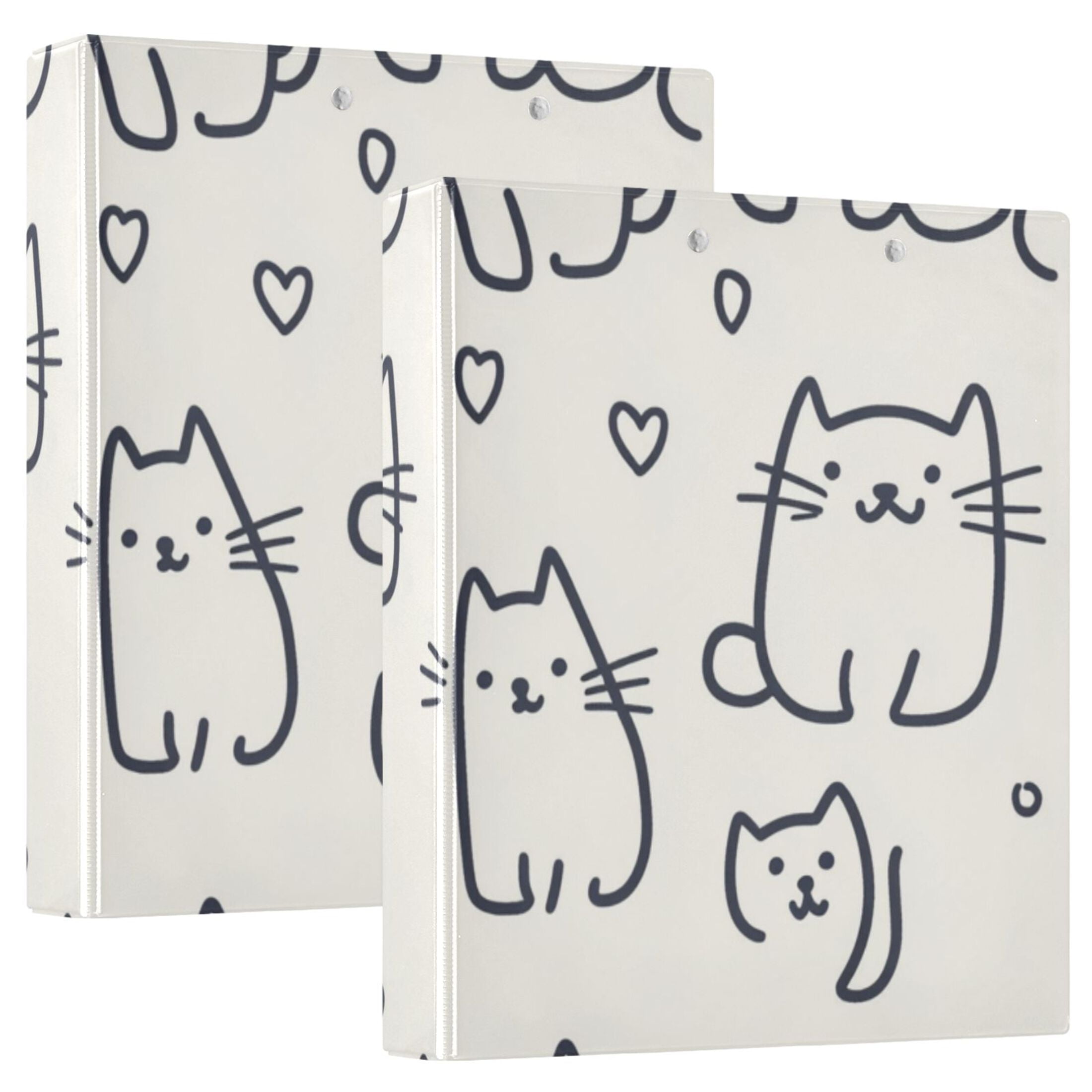 Cats Stick Figure 3 Ring Binders 1.5 inch Hardcover File Folders with ...
