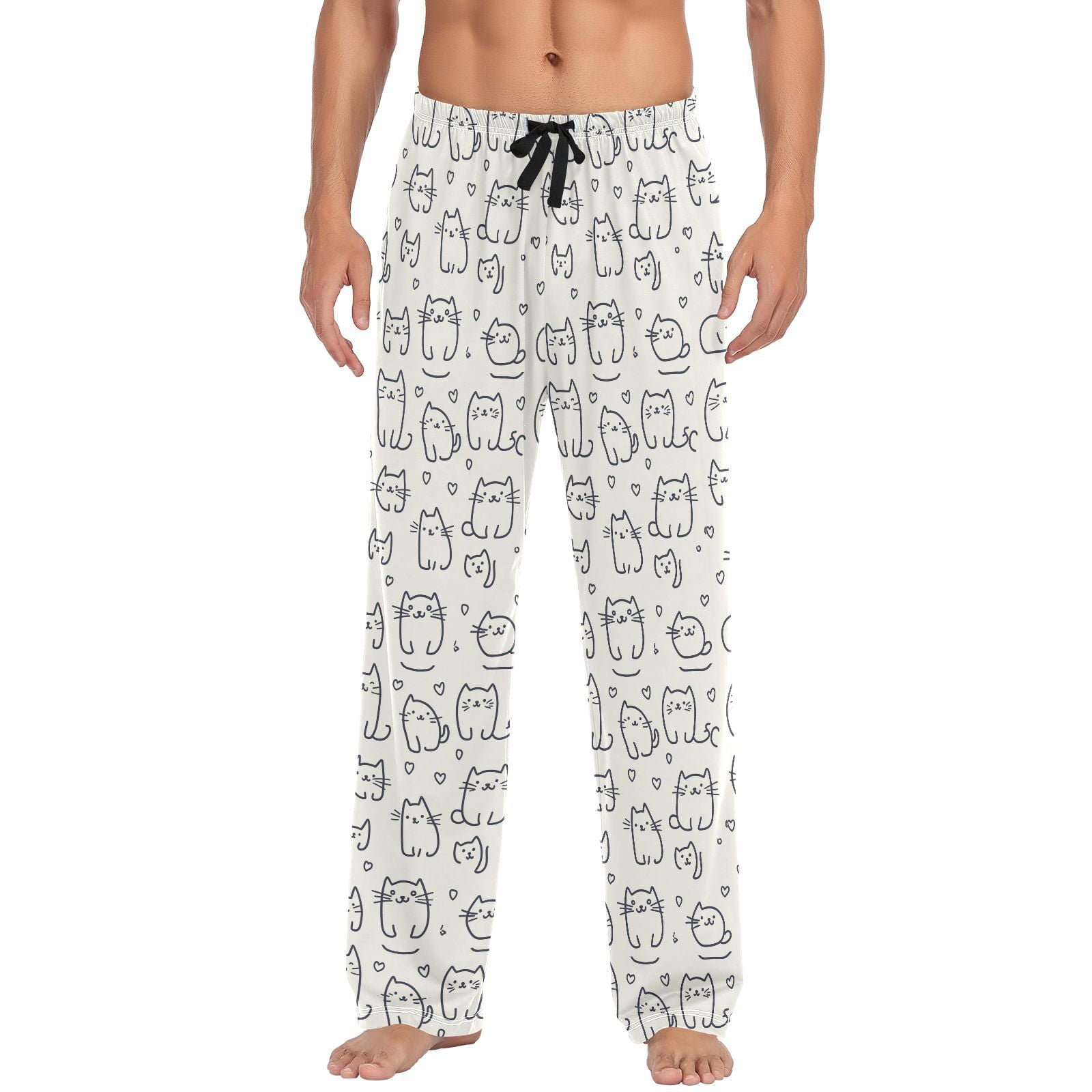 Cats Stick Figure Men's Pajama Pants with Pocket Lounge Pants Pajama ...