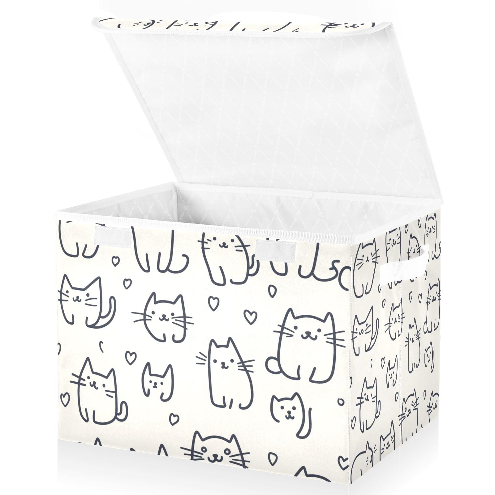 Cats Stick Figure Storage Basket for Shelves Foldable Container ...