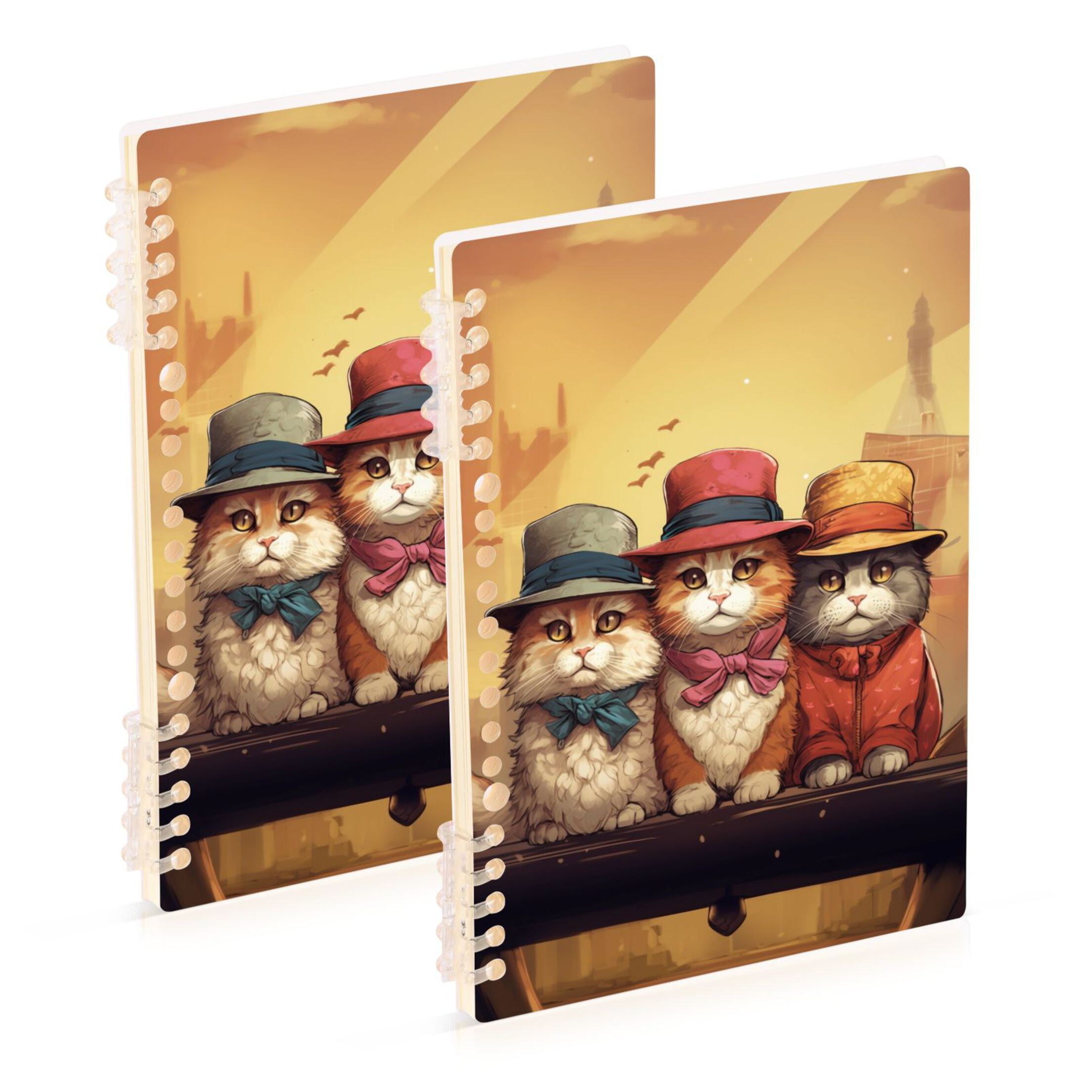 Cats Suits Hats Ruins Ring Binder Notebook Journey Note Diary College ...
