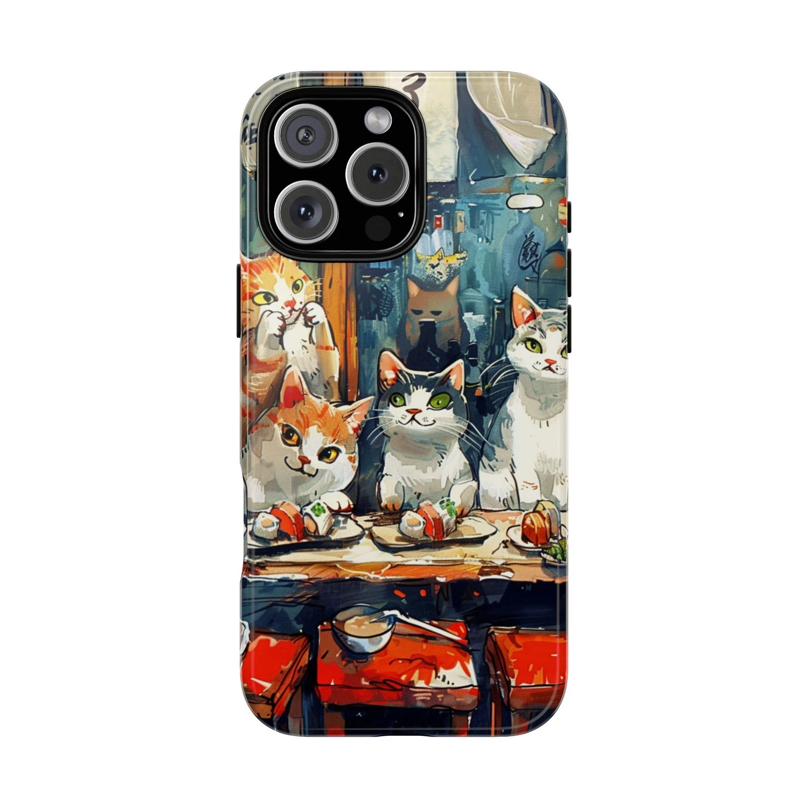 Cats Sushi Bar Illustration Phone Case for iPhone 17-11 Pro Max ...