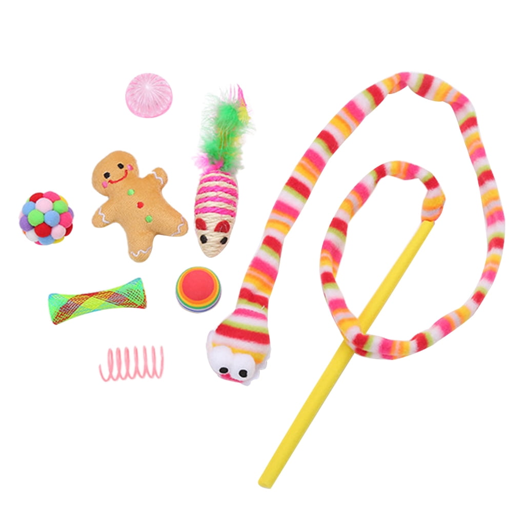 Cats Toy Christmas Stocking Shape Set Plush Gift for Pet with Mouse Toy ...