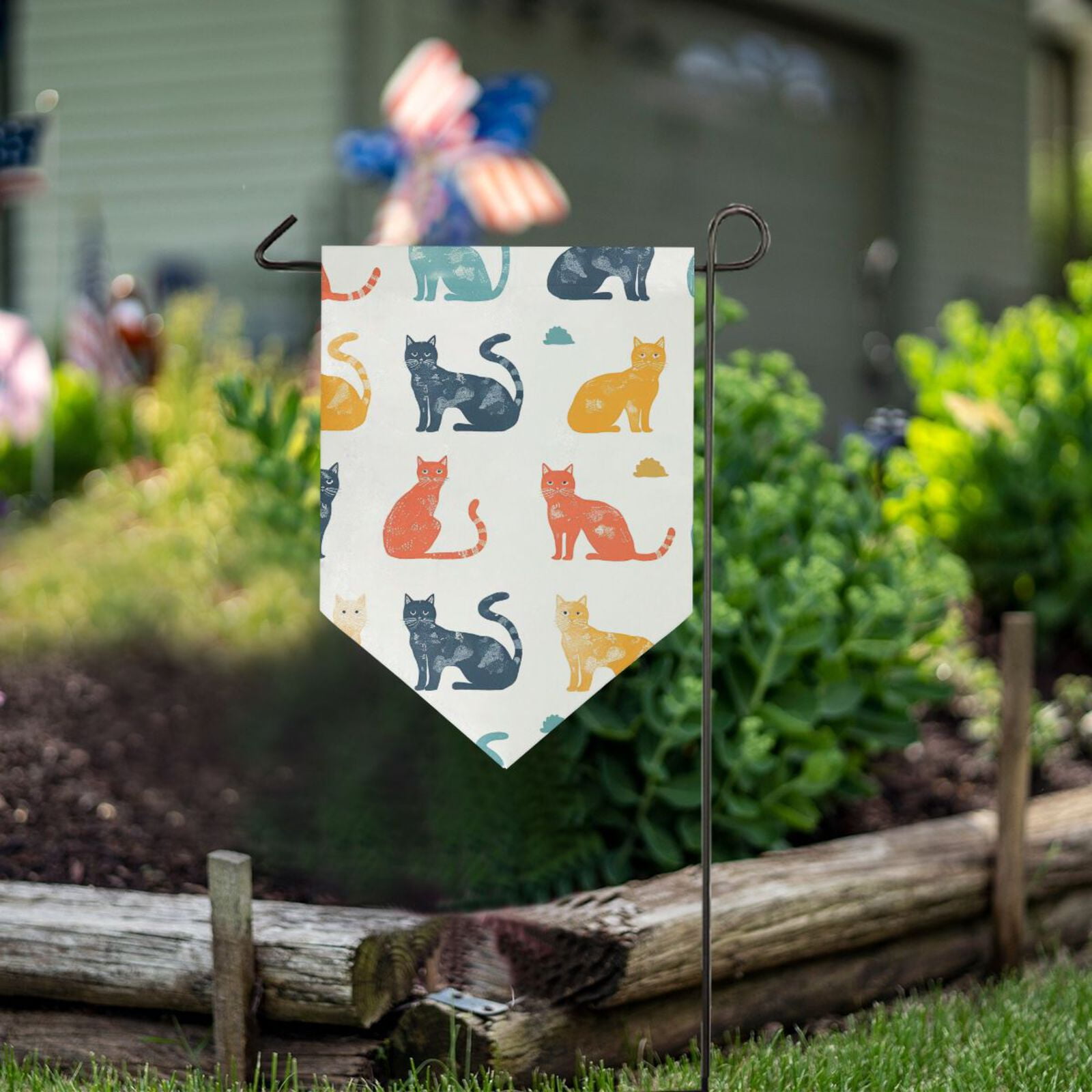 Cats Triangles Garden Flag 18" x 12.5" Double Sided Yard Lawn Outdoor ...