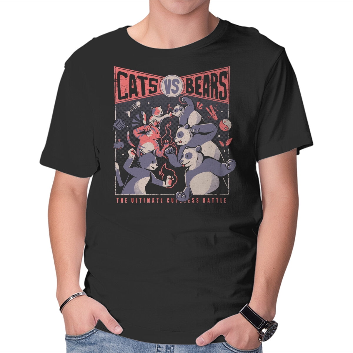 Cats Vs Bears Unisex T-Shirt Tee Sweatshirt Hoodie Tank Top - Walmart.com