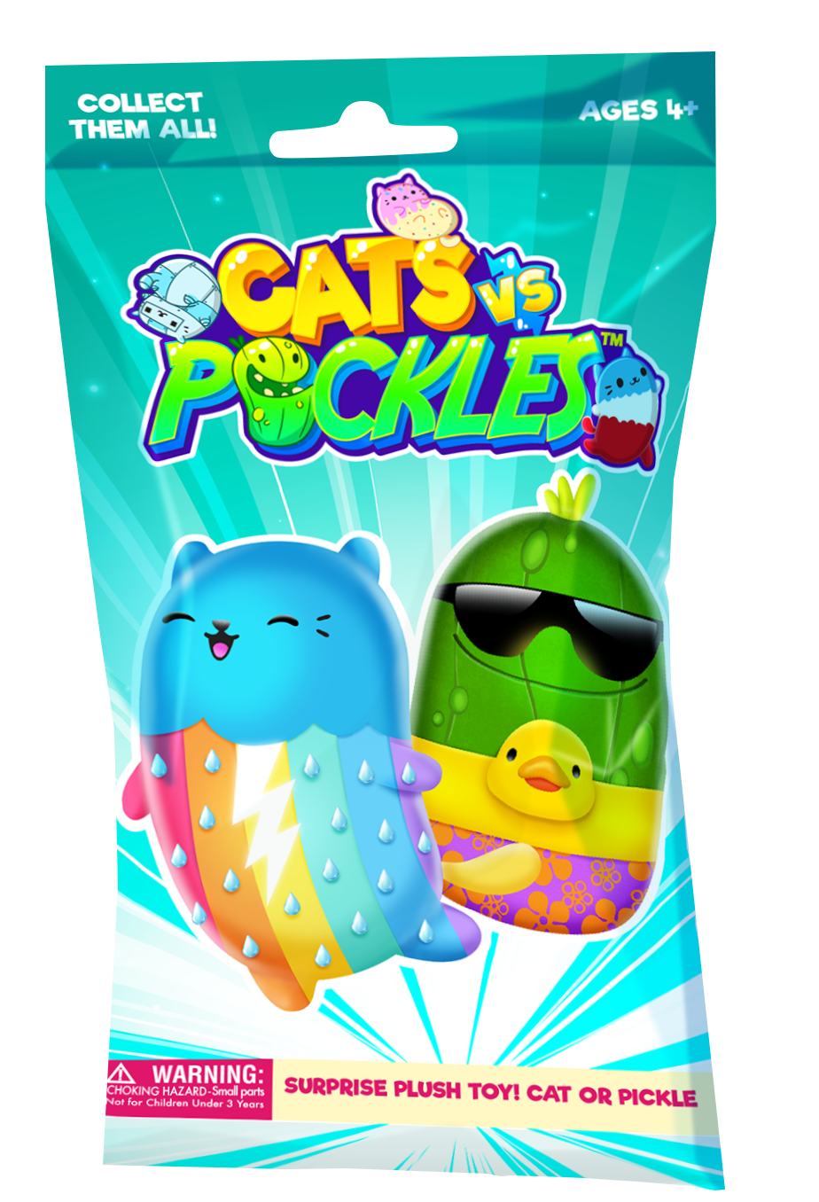 Cats Vs Pickles 4in Colorful Bean-Filled Blind Pack Assortment Plush, Novelty & Gag Toys for ...