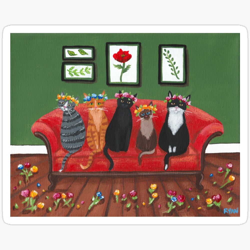 Cats Waiting For Spring Sticker Phone Decal Water Bottle Stickers Car ...