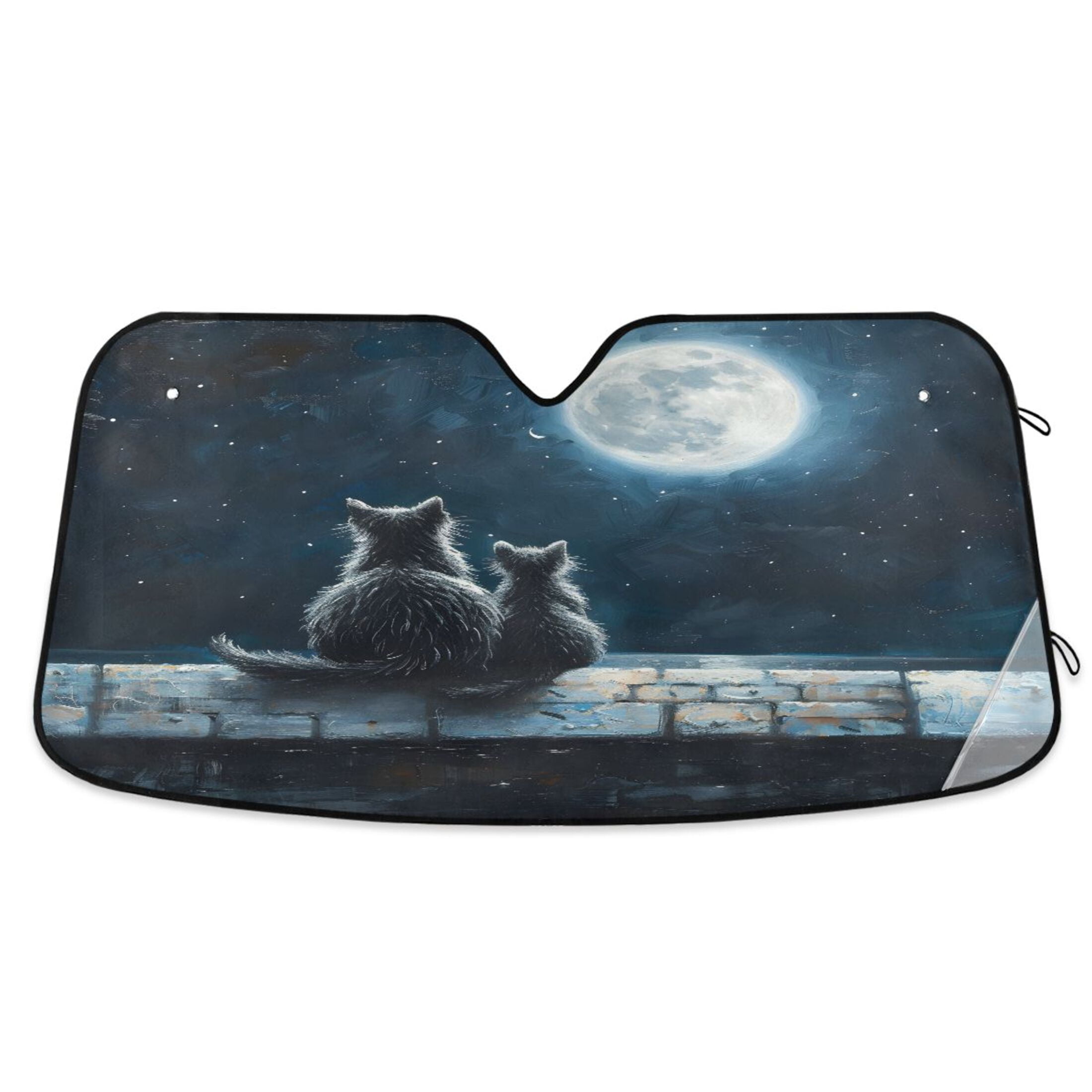 Cats Watching The Moon Windshield Sun Shade Automobile Visor Accordion ...