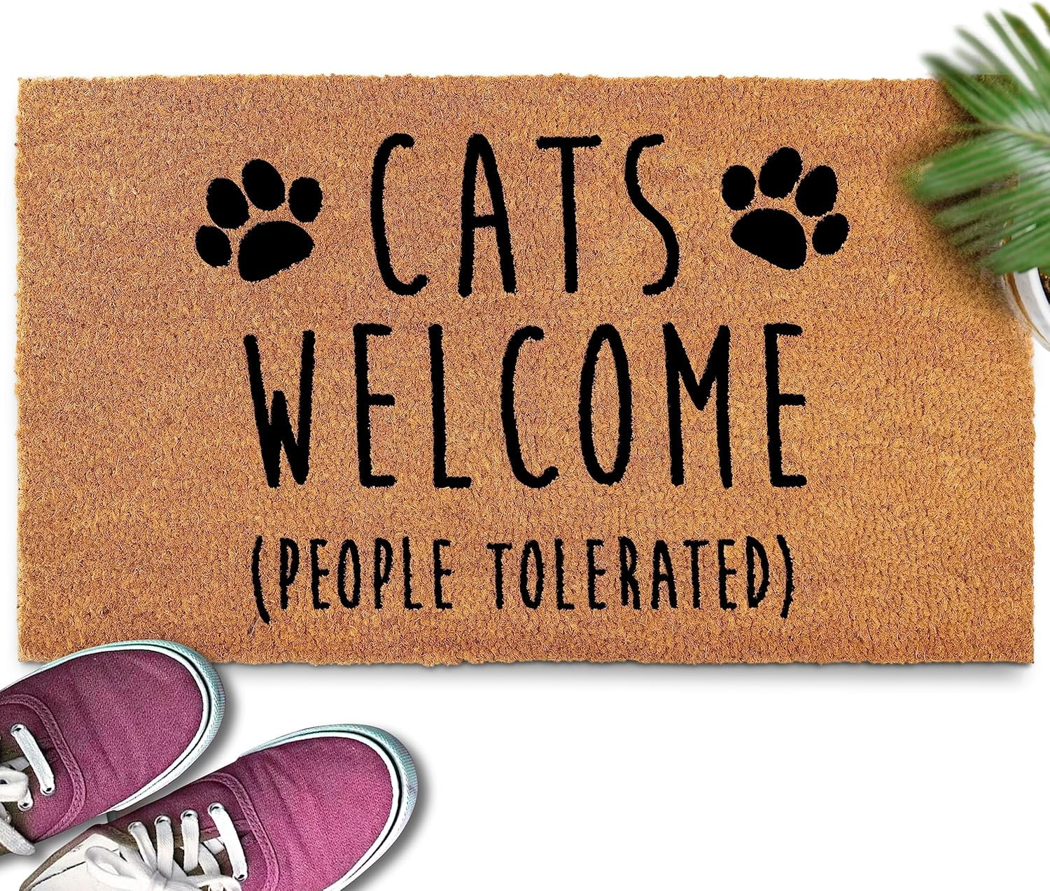 Cats Welcome People Tolerated Doormat Cat Welcome Mat, Cat Door Mats ...
