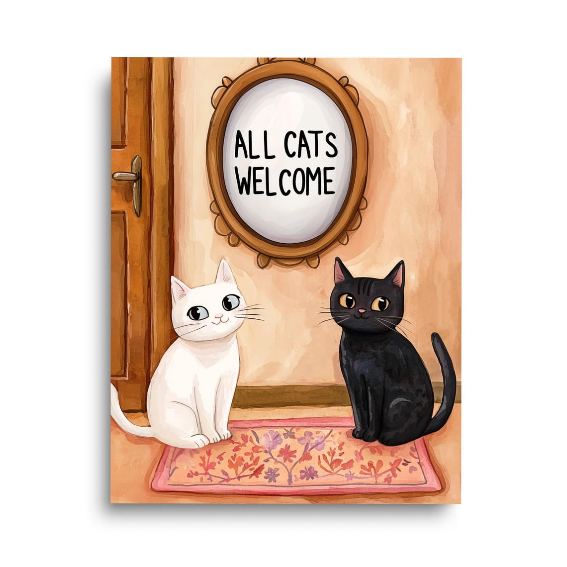 All Cats Welcome Print, Black And White Cat Wall Art, Pet Lover Poster ...