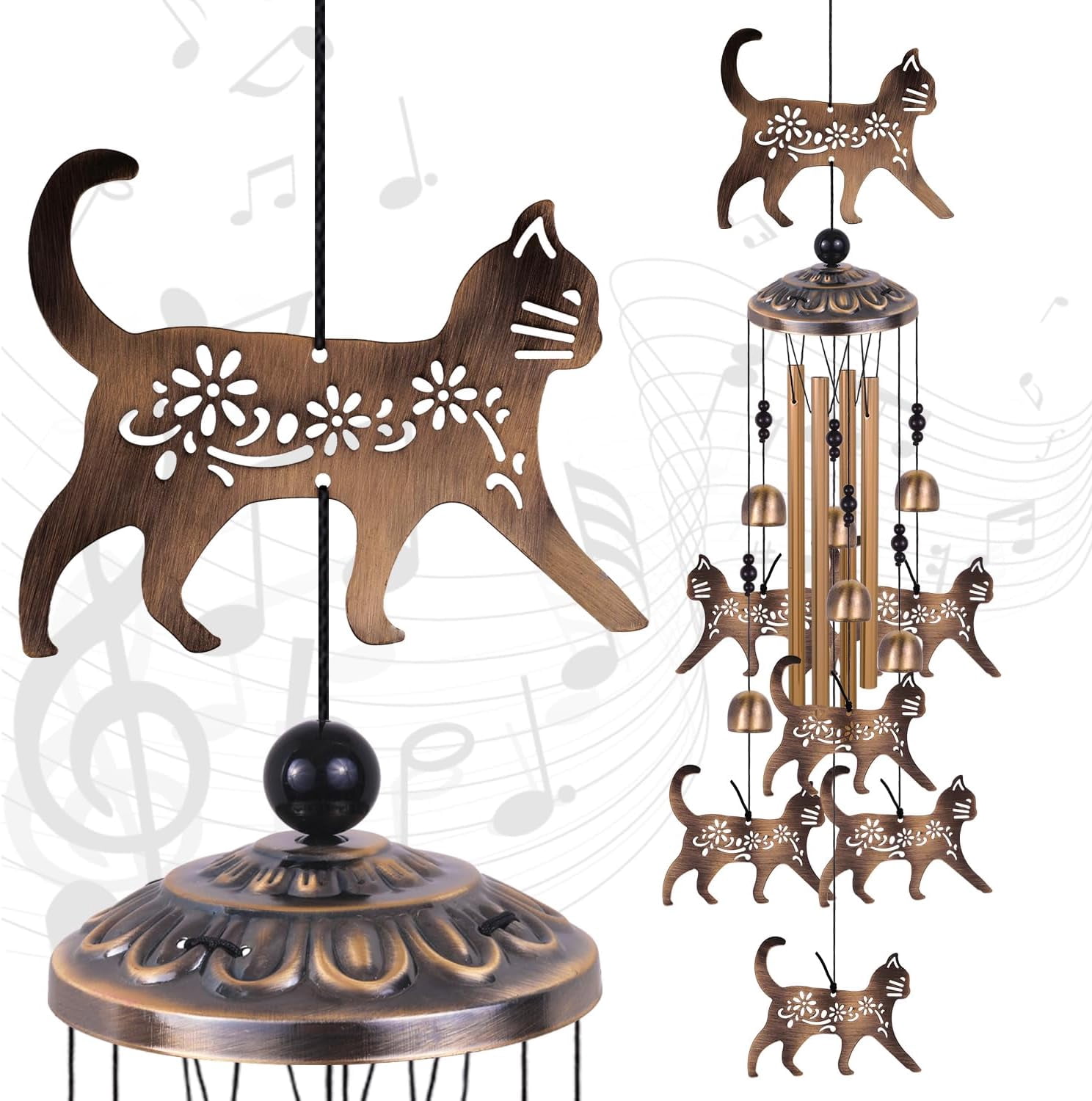 Cats Wind Chimes for Outside/Indoor/Garden/Home/Balcony/Lawn/Tree/Yard ...