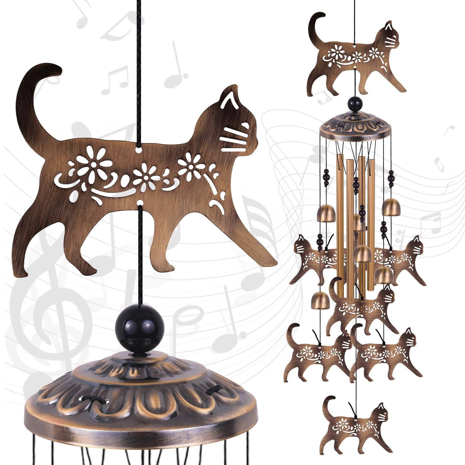 Cats Wind Chimes for Outside/Indoor/Garden/Home/Balcony/Lawn/Tree/Yard ...