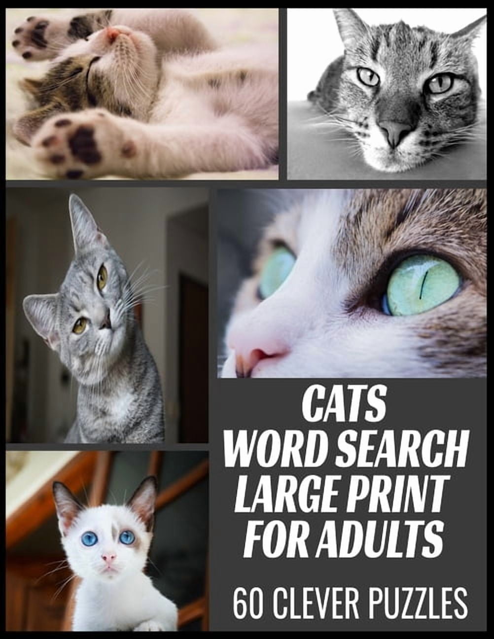 Cats Word Search Large Print for Adults: All the Breeds Behaviors and ...