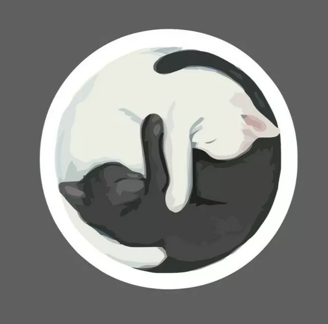 Cats Yin Yang Sticker Snuggling Waterproof Sticker Phone Decal Water ...