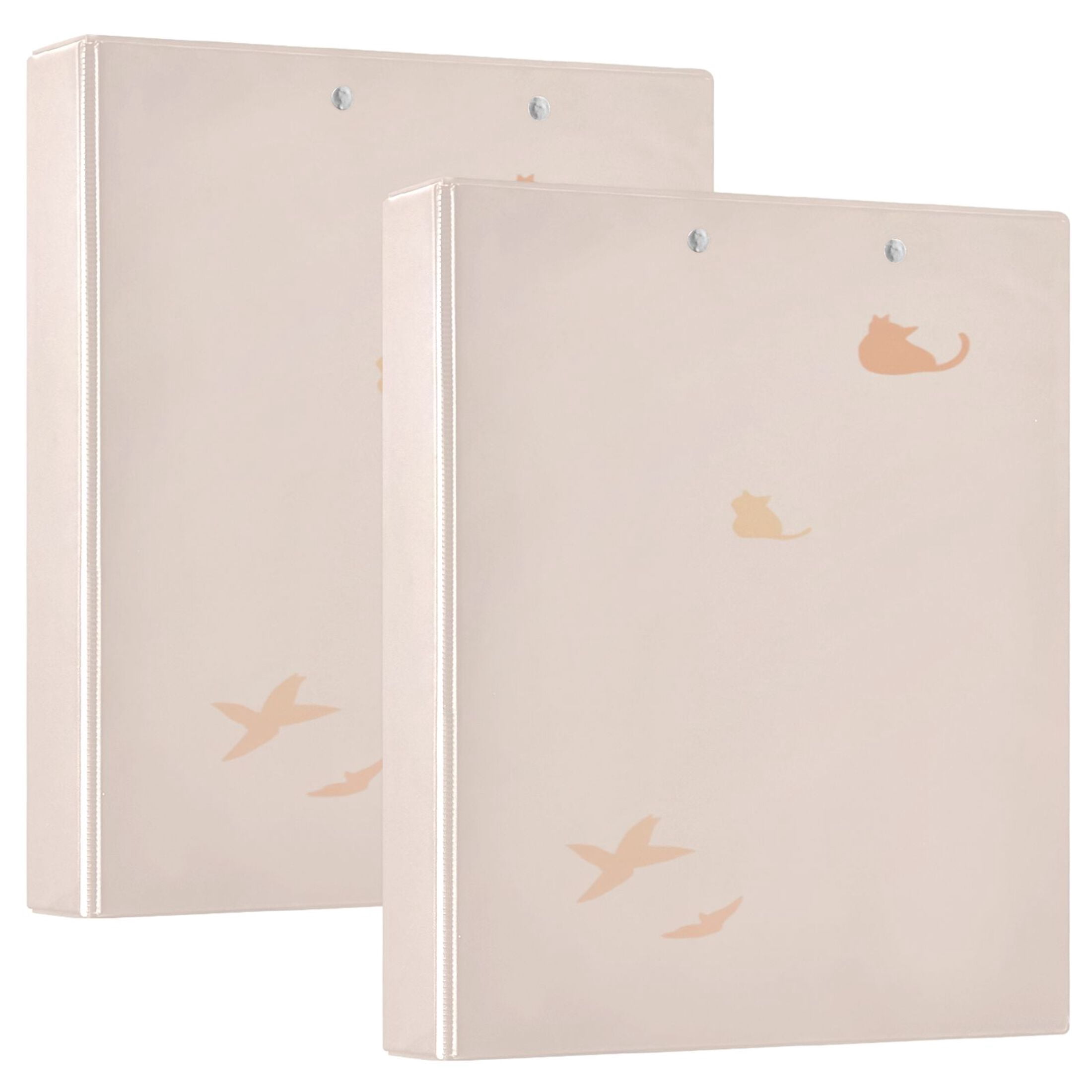 Cats and Birds Silhouettes 12.4x10.6in PVC Round Ring Binders, 2-Pack ...