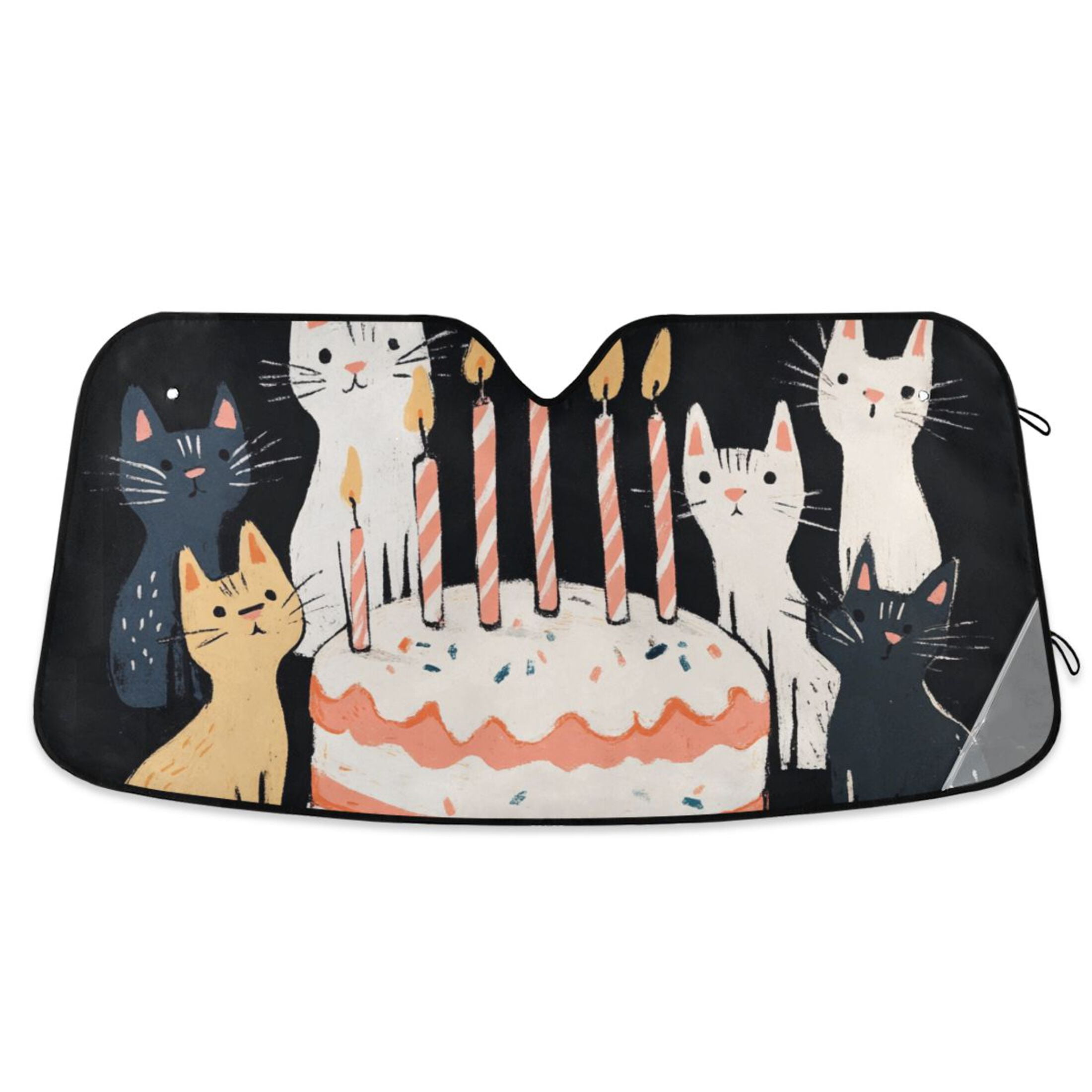 Cats and Birthday Cake Car Windshield Sun Shade Reflector Sunshade ...