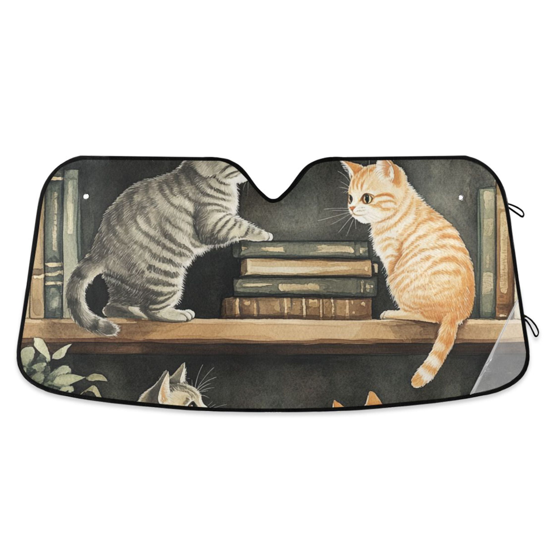 Cats and Books Car Windshield Sun Shade Reflector Sunshade Foldable for ...