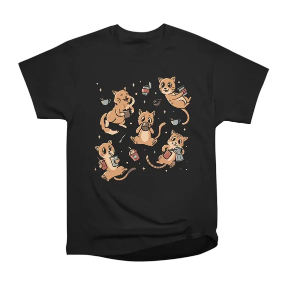Cats and Coffee T-Shirt Tee Gift For Him Merch For Her Apparel For ...