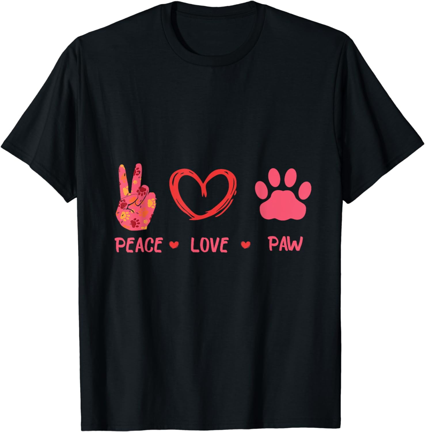 Cats and Dogs Designs for Animal Lover Peace Love Paw T-Shirt - Walmart.com