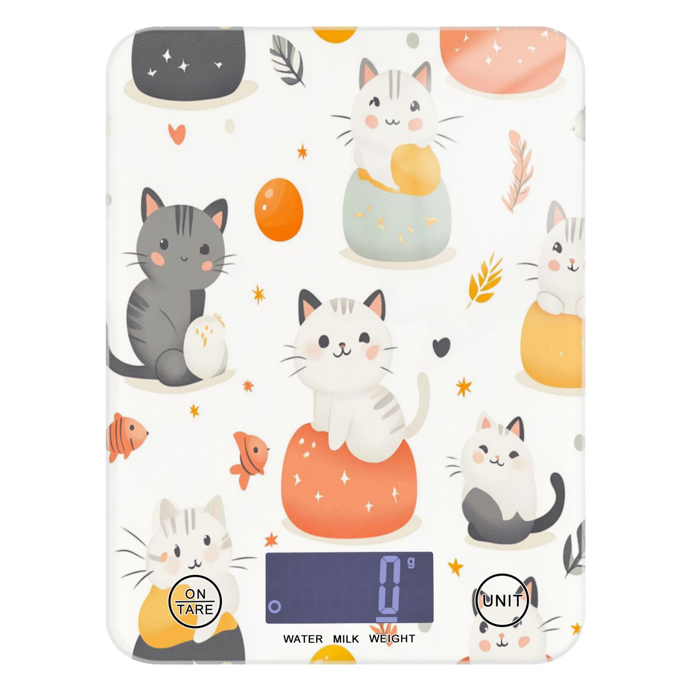 Cats and Fish Pattern Food Scale Digital Kitchen Scale Waterproof Grams ...