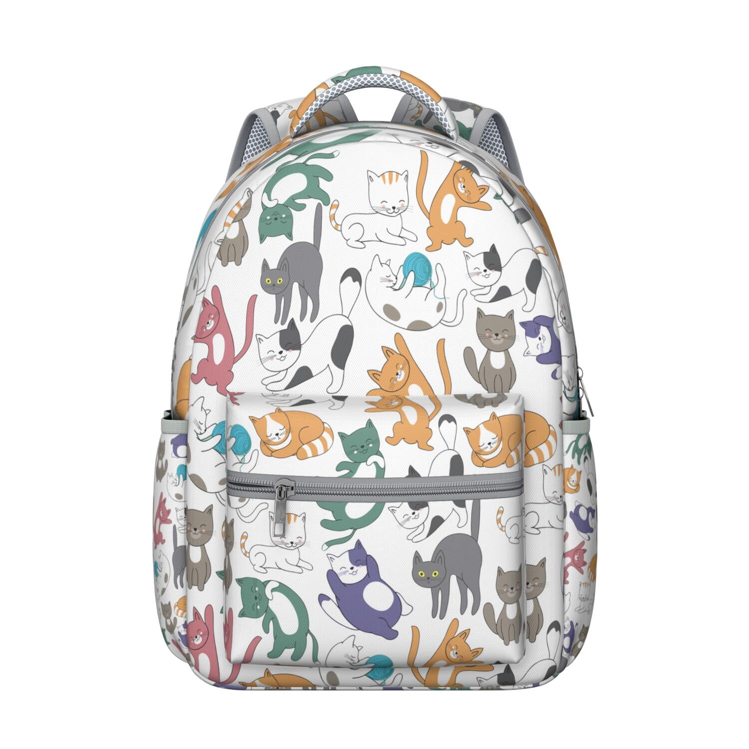Cats and Hearts Pattern Backpack - Waterproof & Organized Storage ...