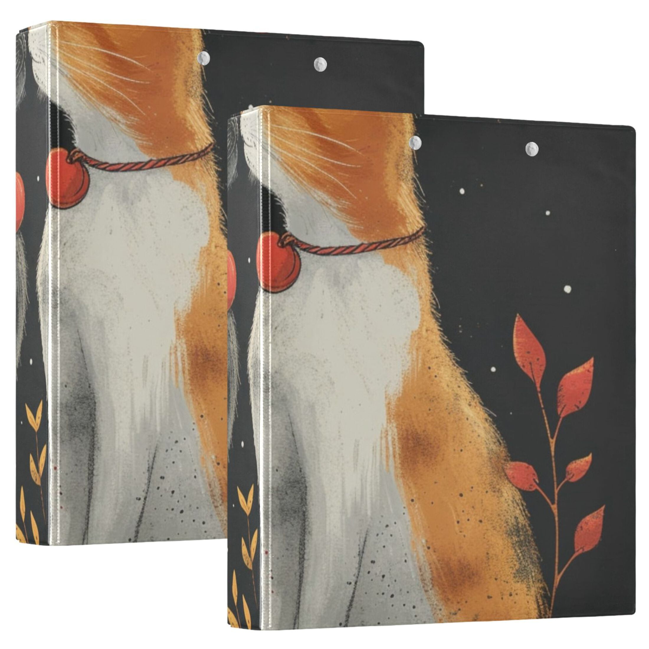 Cats and Moon Leaves 3 Ring Binders 1.5 inch Hardcover File Folders ...