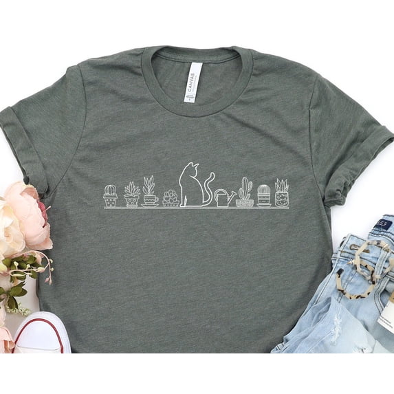 Cats and Plants Shirt Plant Lady Plant Lover Shirts for Cat Lover ...