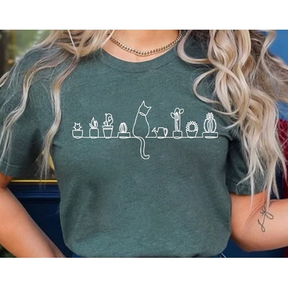 Cats and Plants Shirt Plant lady Plant lover Gardener Shirt Shirts for ...