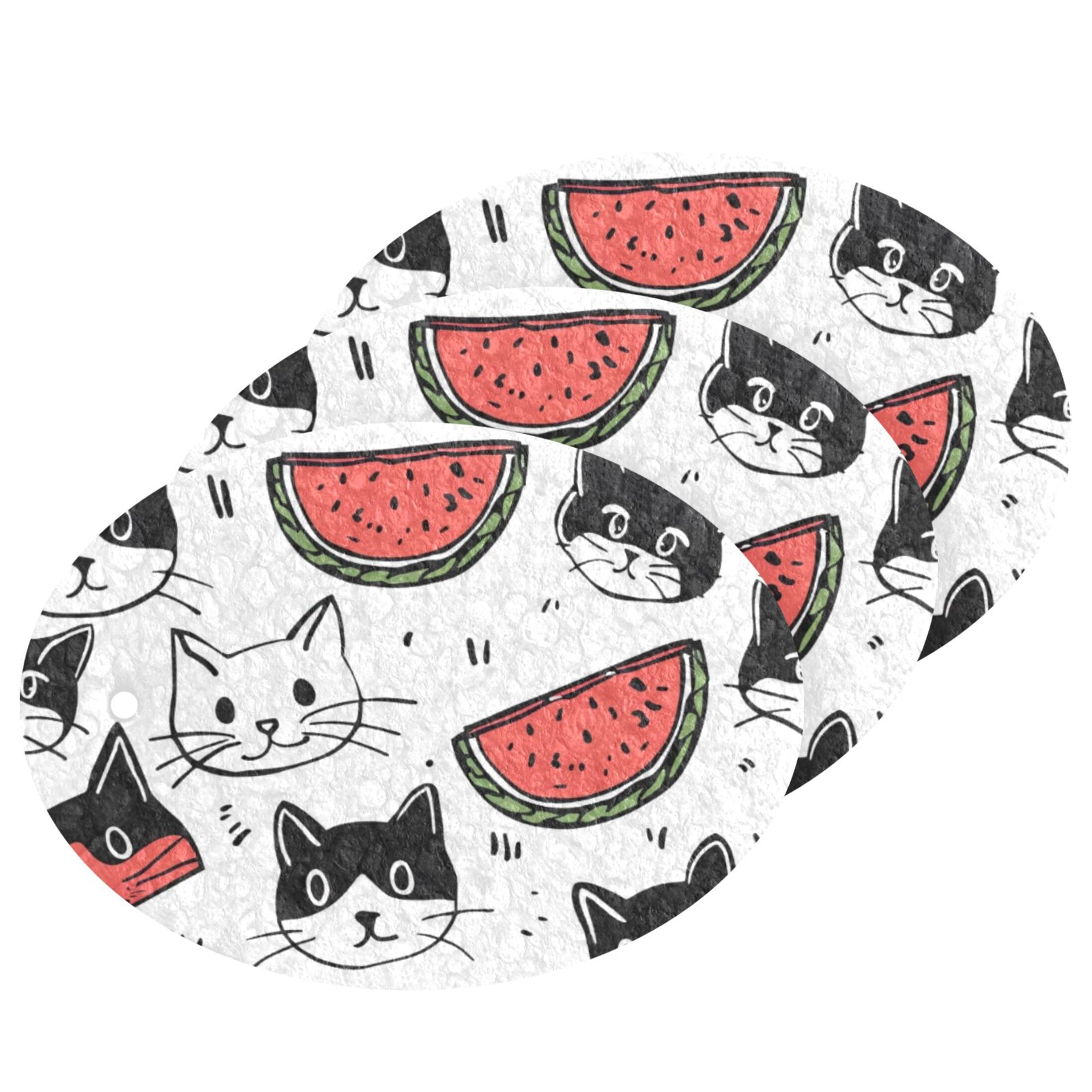 Cats and Watermelons 3 Pack Dish Sponges Bulk Natural Sponges ...