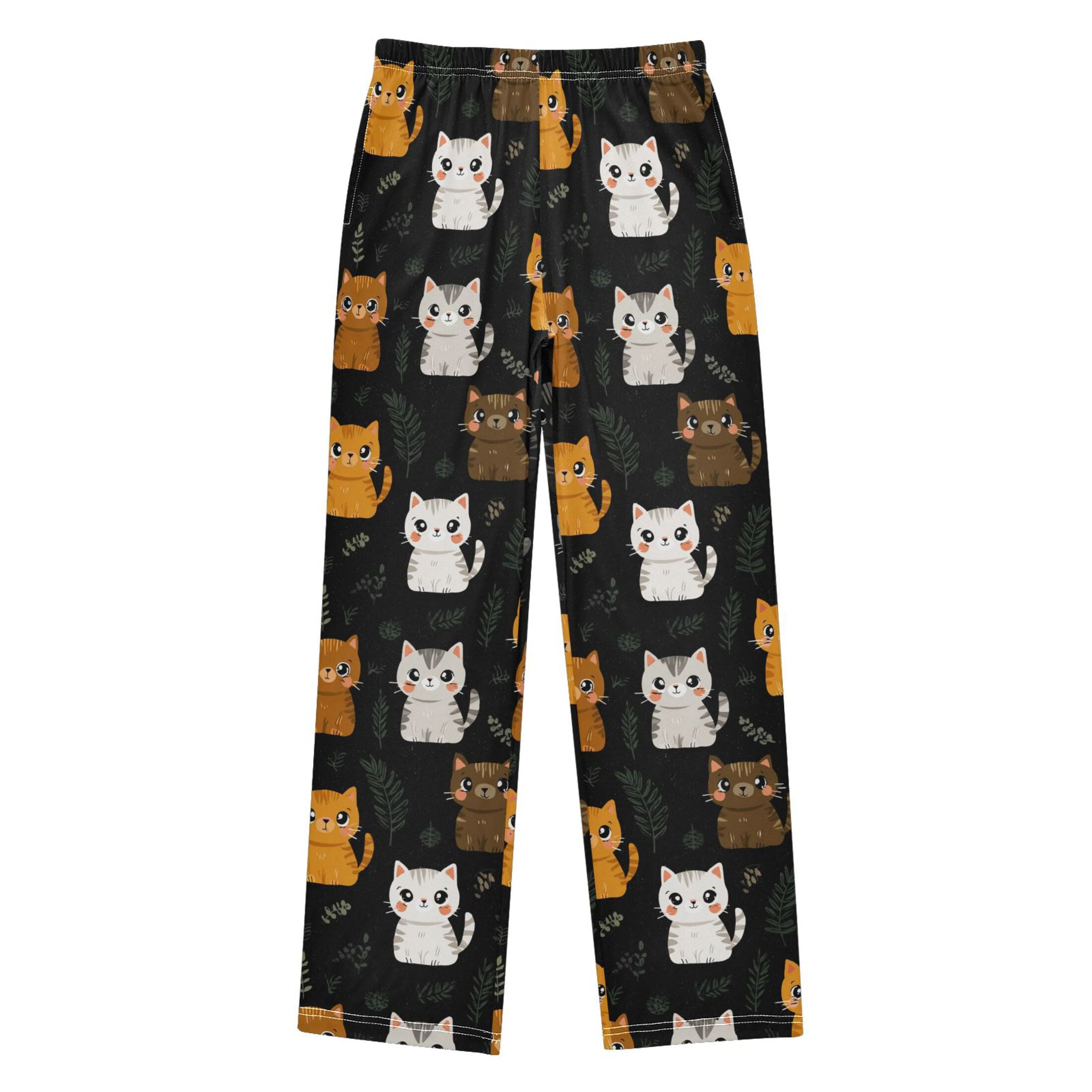 Cats and Weeds Boys Pajama Pants Soft and Lightweight Elastic Waistband ...
