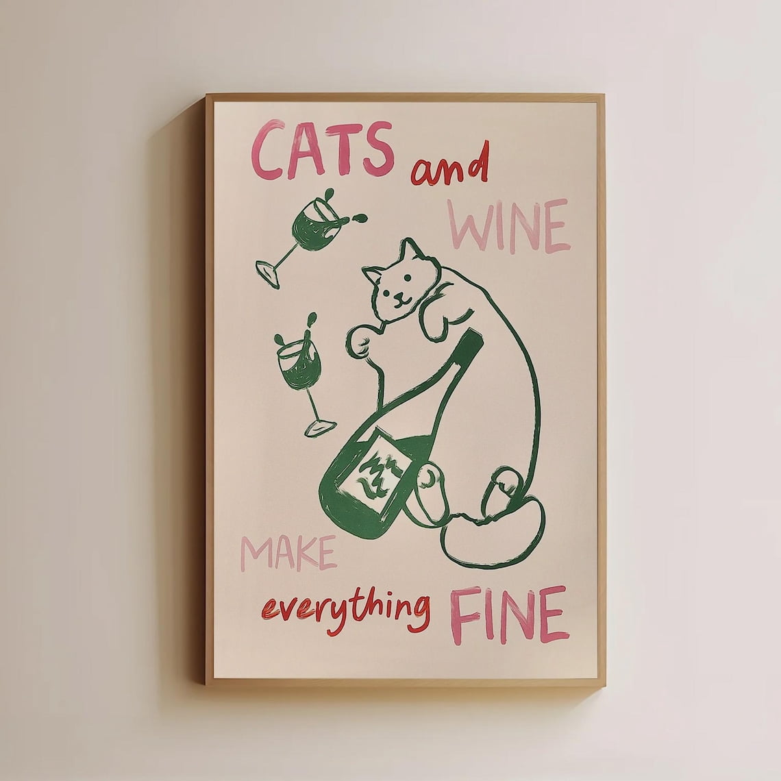 Cats and Wine Quirky Bar Cart Poster Unframed Paper Print - Walmart.com