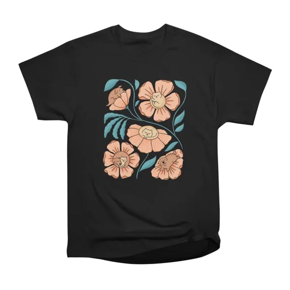 Cats and dogs flowers T-Shirt Tee Gift For Him Merch For Her Apparel ...