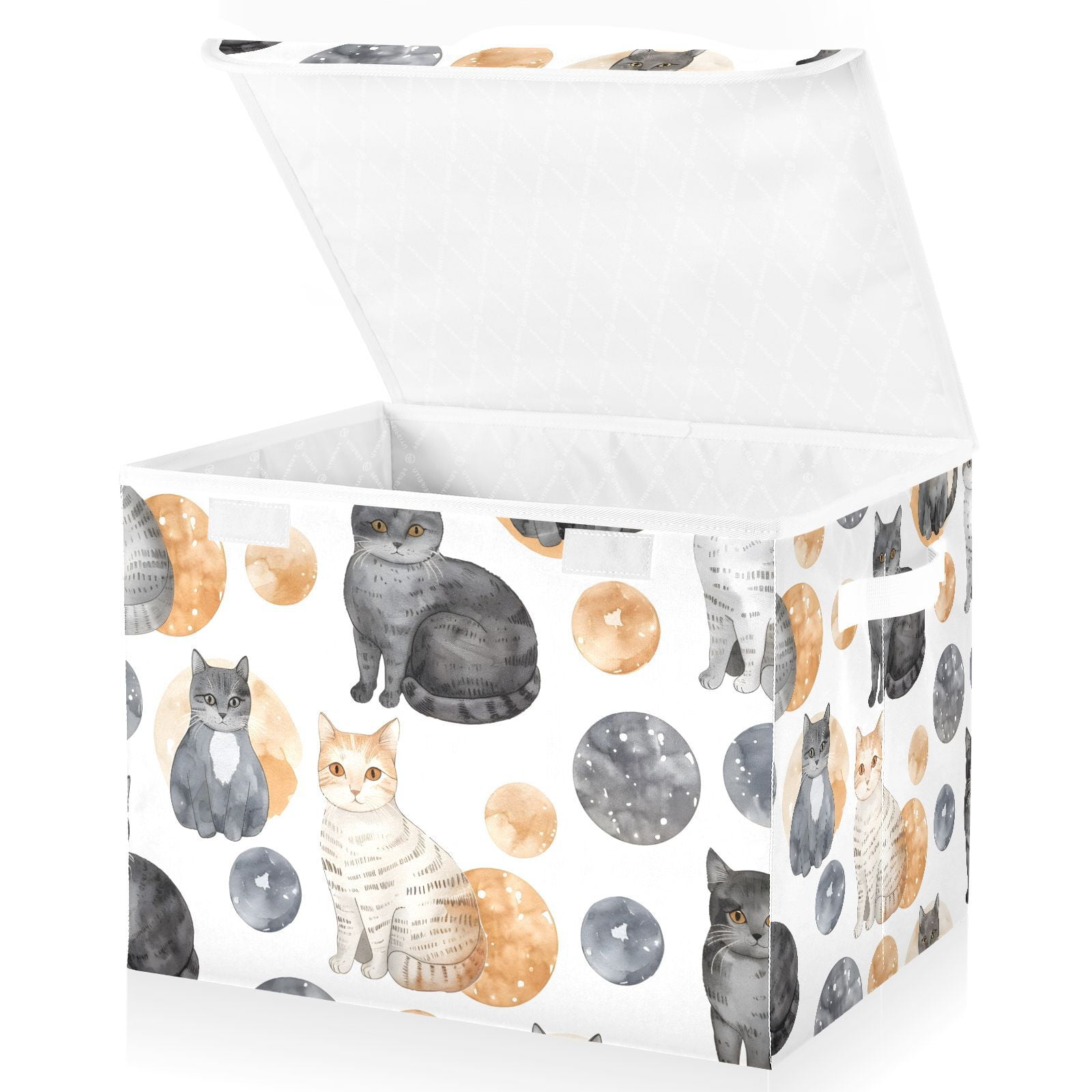 Cats in Circle Storage Basket for Shelves Foldable Container Organizer ...