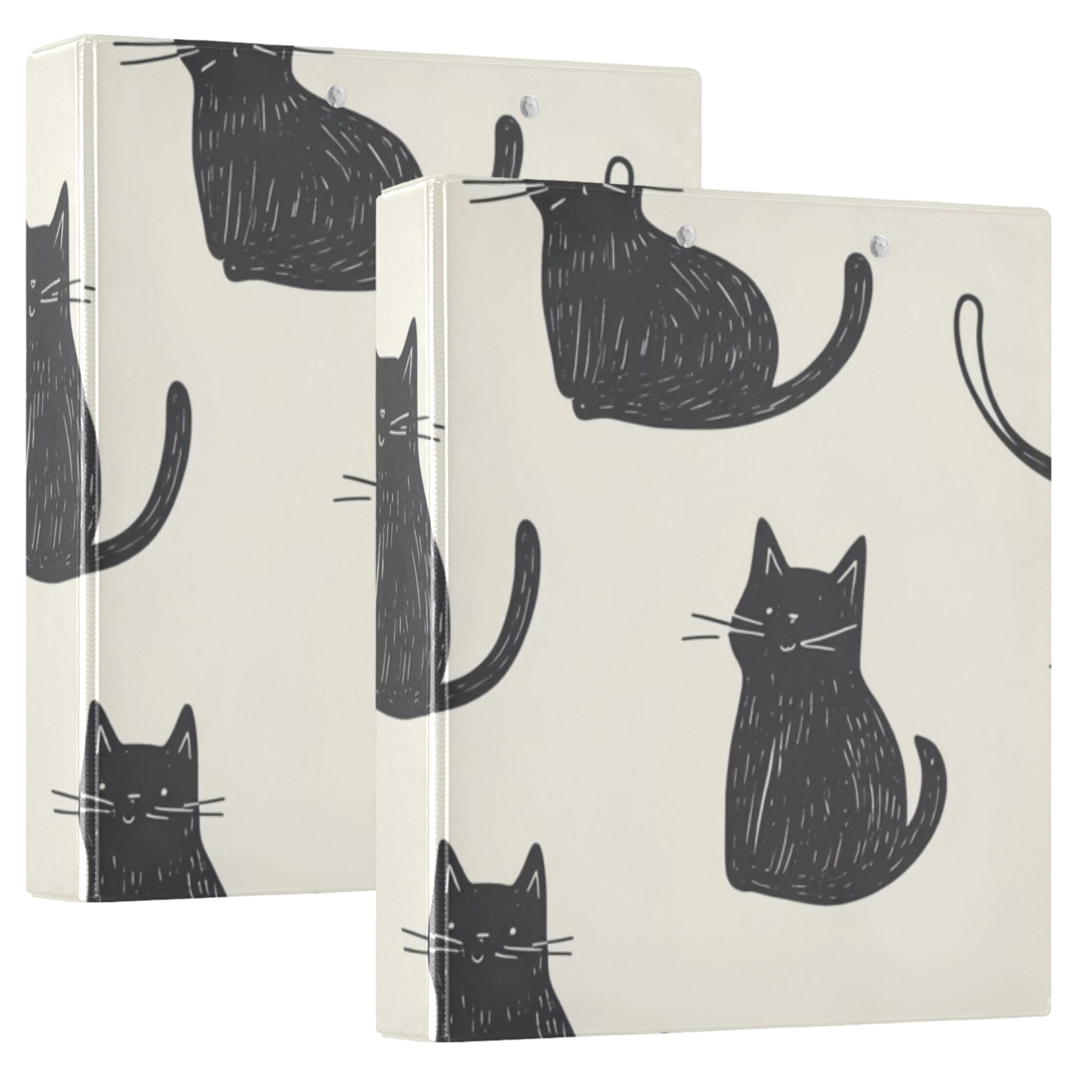 Cats in Cream Background 3 Ring Binders 1.5 inch Hardcover File Folders ...