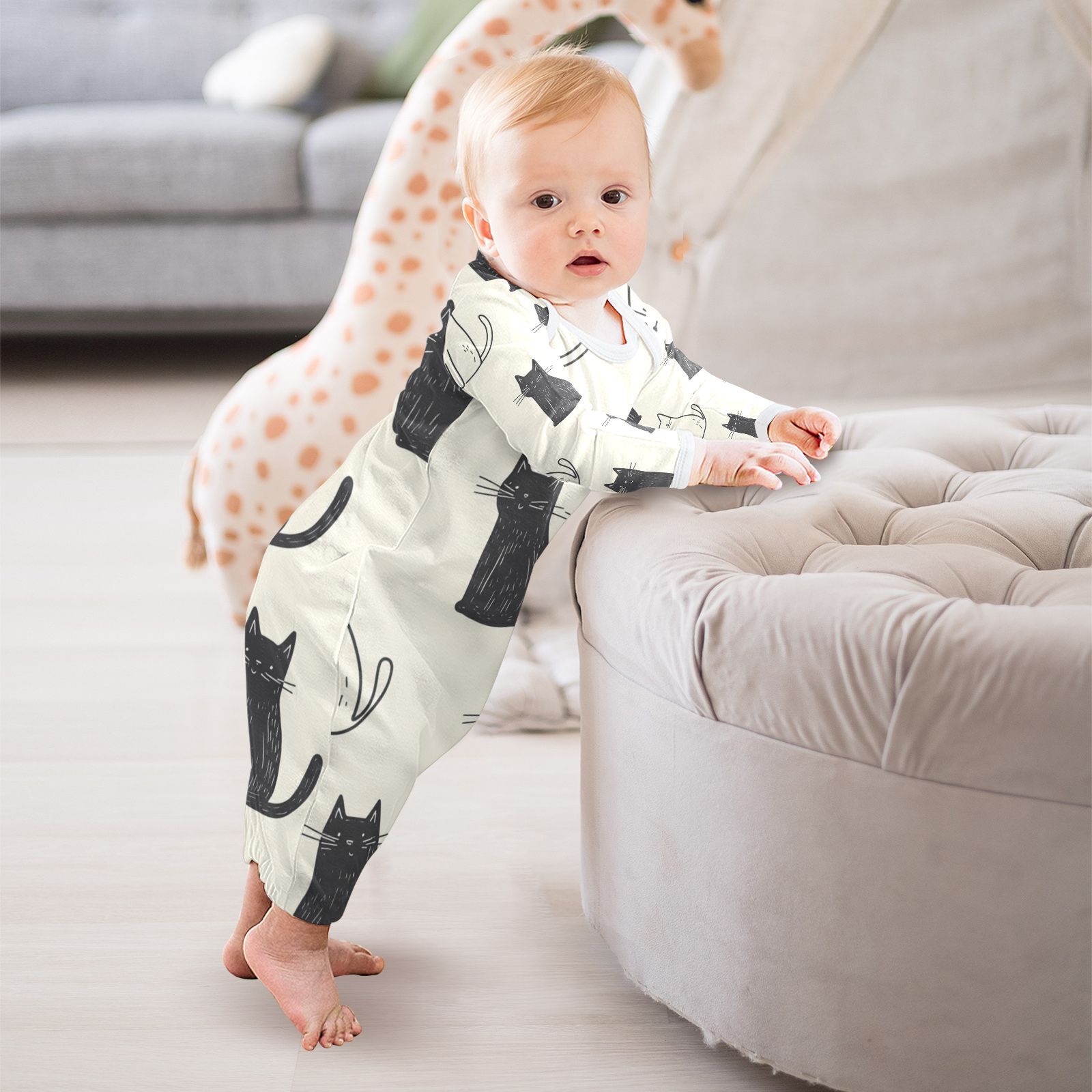 Cats in Cream Background Newborn Baby Sleeper Gowns Baby Nightdress ...